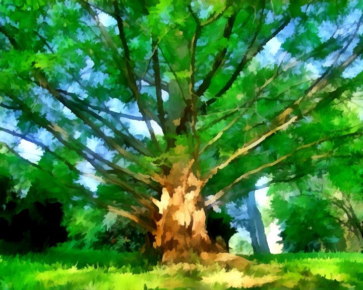 "Beyond Old Oak Tree" - Bigan Fanli - Digital Art & AI, Flowers, Plants ...