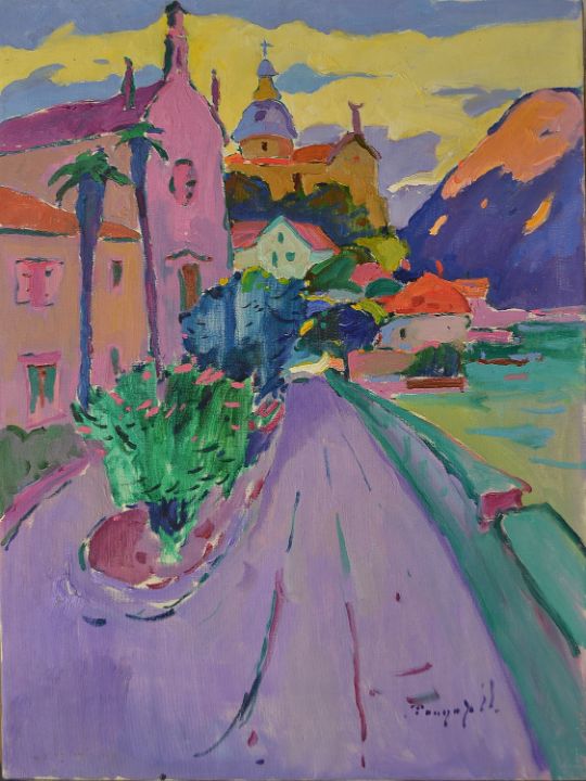 Prcanj waterfront - Shandor Alexander - Paintings & Prints, Landscapes ...