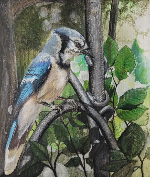 The blue jay waits - Ryan Ireland - Paintings & Prints, Animals, Birds ...
