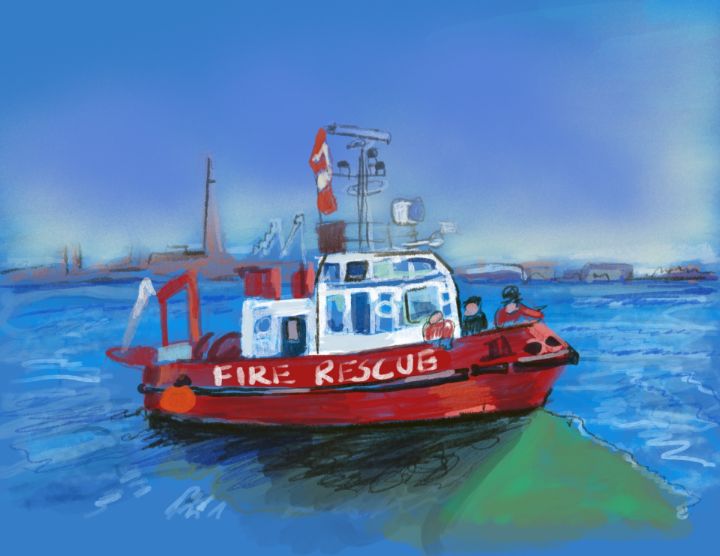 Toronto Fireboat - MarianaArt - Drawings & Illustration, Places ...