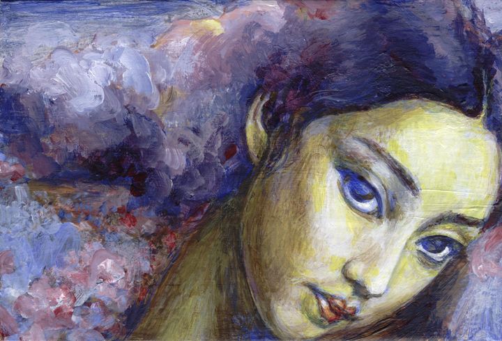 Girl with the flowers - gene - Paintings & Prints, People & Figures ...