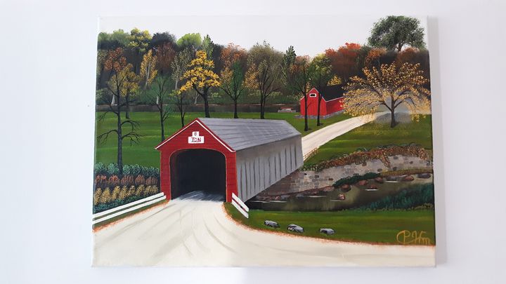 Country covered bridge - Affordable oil paintings - Paintings & Prints ...