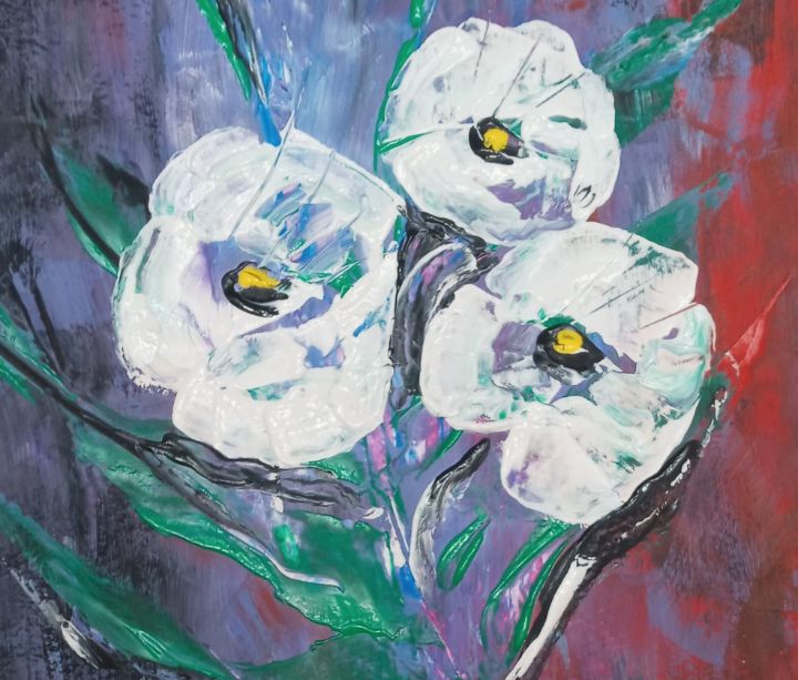 White flowers - Art by Jancel - Paintings & Prints, Abstract ...