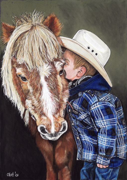 Growin' Up Cowboy - Carol Kent Fine Art - Paintings & Prints, People ...