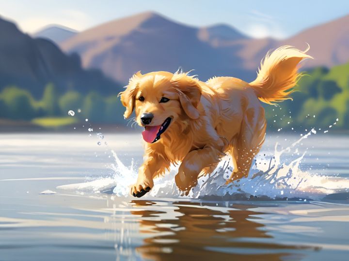 A joyfully exuberant Golden Retrieve - IamAble Original Art - Paintings ...