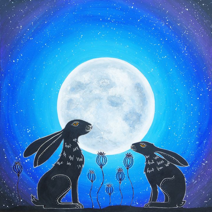 Moonlight Mischief - Mystic Hare - Paintings & Prints, Animals, Birds ...
