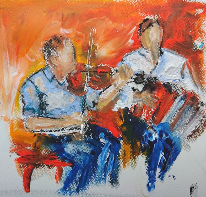 A vibrant painting of musicians - www.pixi-arts.com - Paintings ...