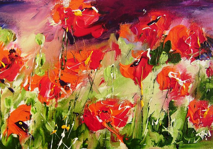 abstract poppy painting - www.pixi-arts.com - Paintings & Prints ...