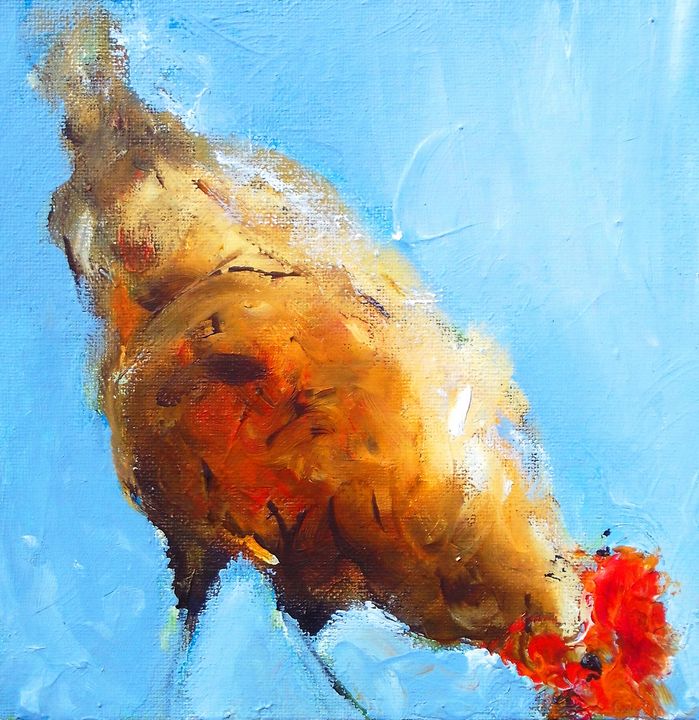 abstract chicken on blue - www.pixi-arts.com - Paintings & Prints ...