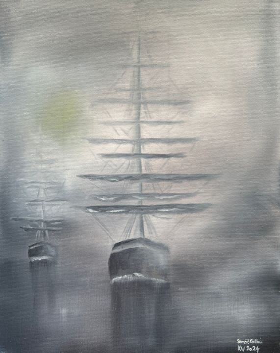 Ships in the fog - Tomas Pallai Art - Paintings & Prints, Landscapes ...