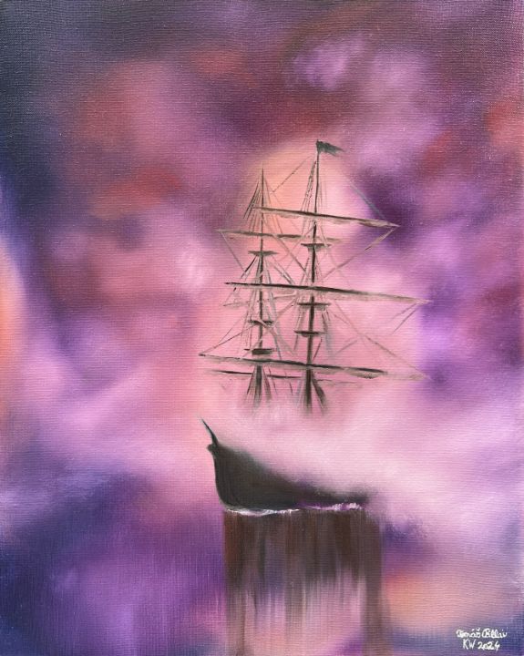 Ship in the fog - Tomas Pallai Art - Paintings & Prints, Landscapes ...
