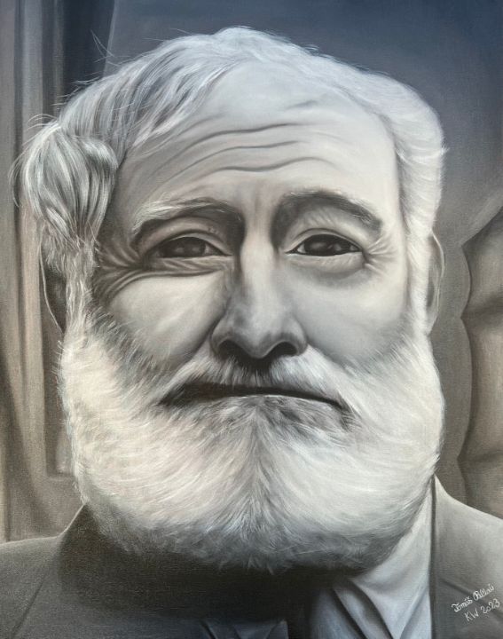 Old writer Ernest Hemingway - Tomas Pallai Art - Paintings & Prints ...