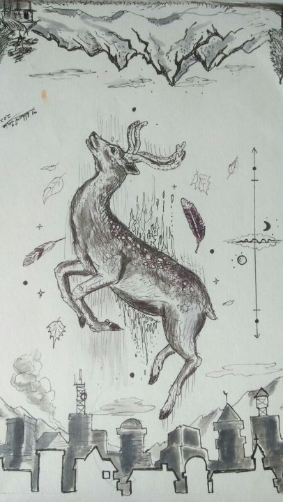 Broken Native Albert Ink zou - Drawings & Illustration, Paintings & Prints