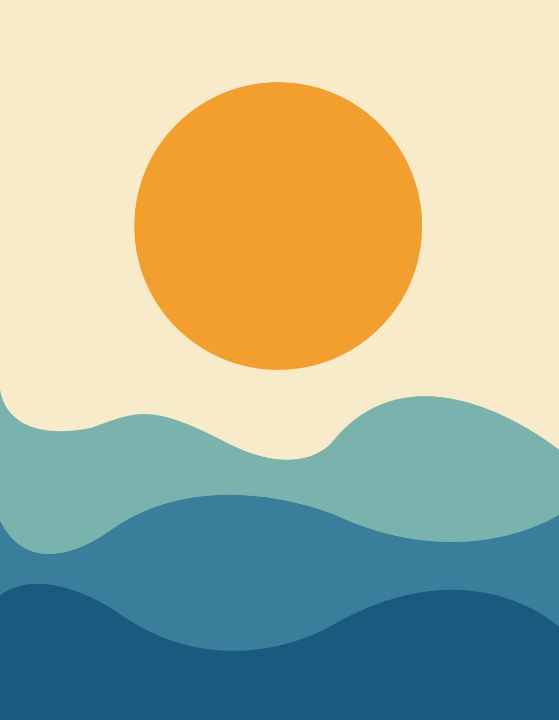 Sun and waves, Ocean Friendly - Mo Fine Art - Drawings & Illustration ...