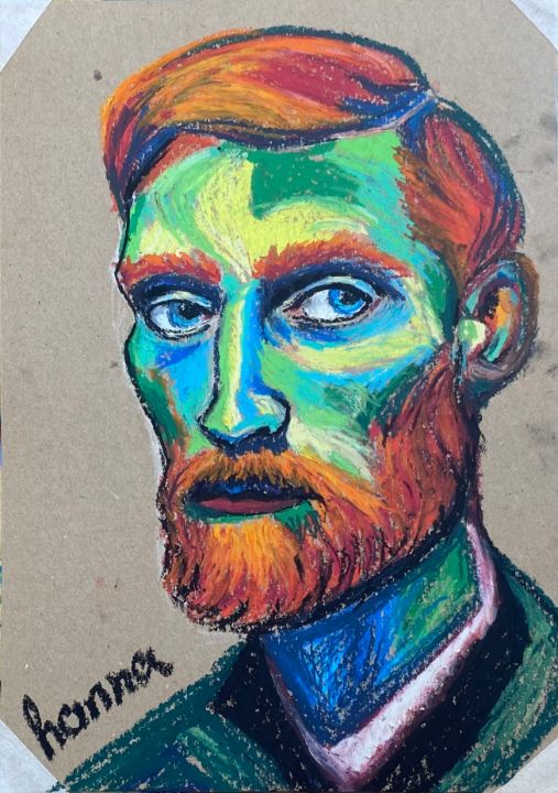 Portrait of Van Gogh with oil pastel - Hanna Kochet - Paintings ...