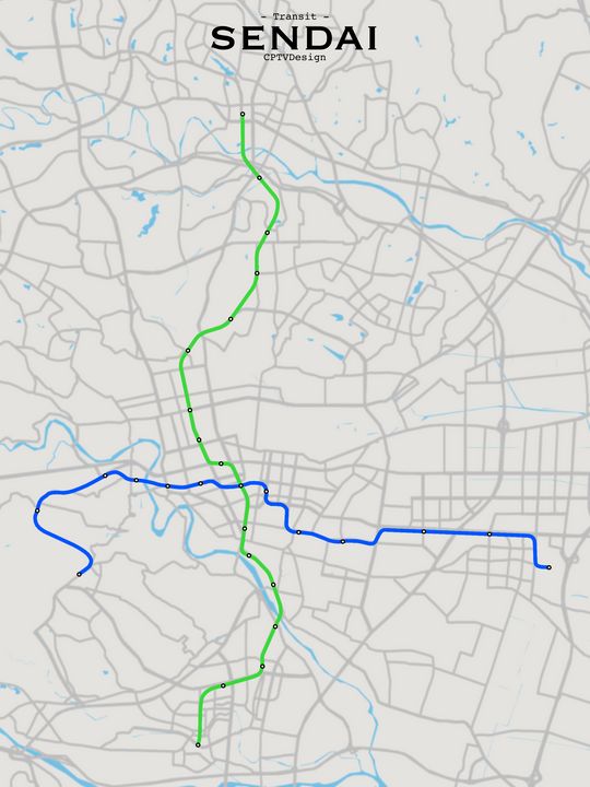 Sendai Transit Map - CPTVDesign - Drawings & Illustration, Places & Travel, Asia, Japan - ArtPal