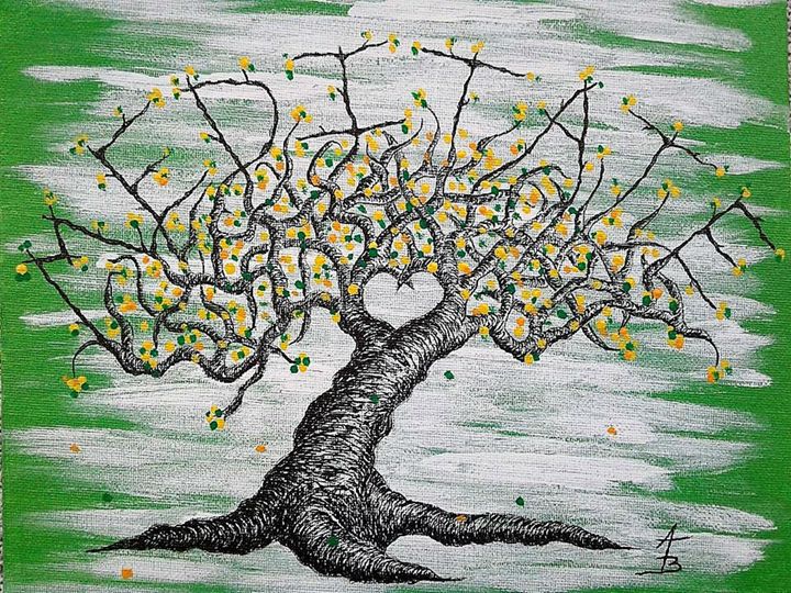 Meditate Love Tree - Love Tree Art Collection - Drawings & Illustration ...