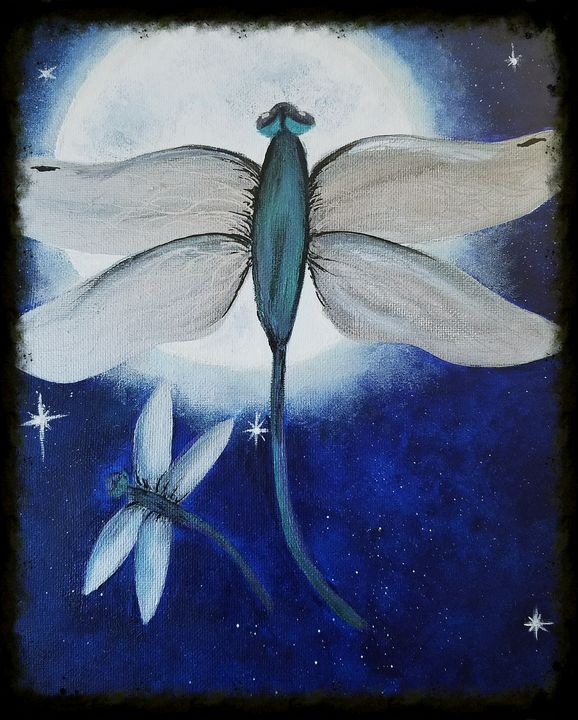 Dragon flies in the moonlight - Lil-bitz of happiness - Paintings ...