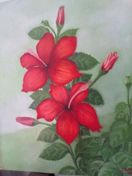 bunga sepatu merah - Mas Tok paint art - Paintings & Prints, Flowers ...