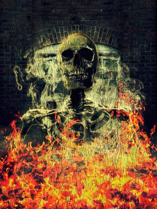 Flaming Human Skull - Tombro - Digital Art & AI, Fantasy & Mythology ...