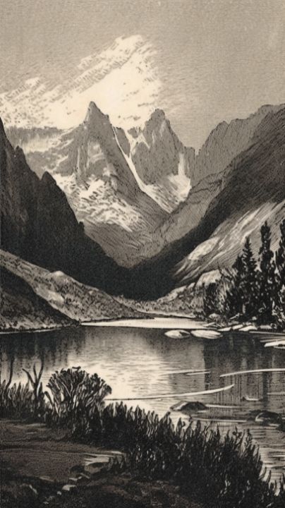 Vintage Canvas Drawing: Serene Lake - Timeless Art Co. - Drawings ...