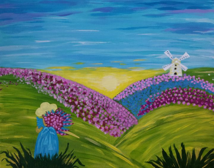 Girl in a Spring Field - Jasmine's Arts Gallery - Paintings & Prints ...