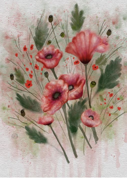 Red poppies - Mitzi Lima - Digital Art & AI, Flowers, Plants, & Trees ...