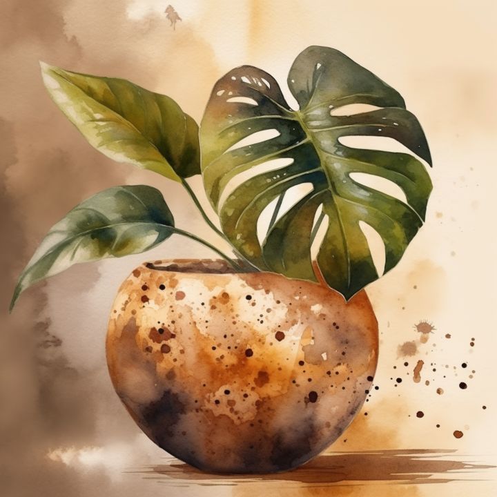 Brown vase - Mitzi Lima - Digital Art & AI, Flowers, Plants, & Trees ...