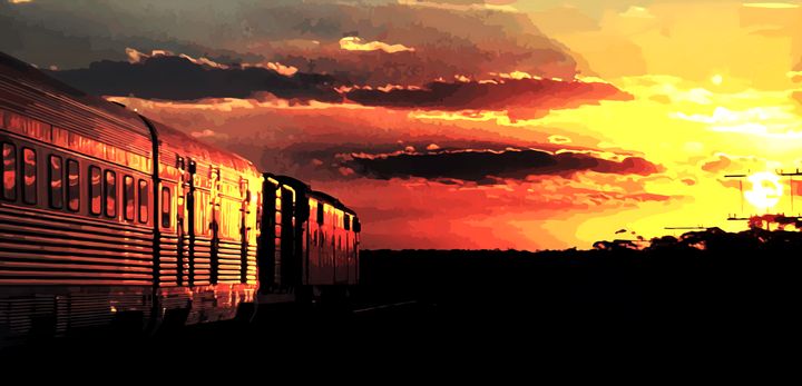 Sunset Train - SoonyaNeverland - Digital Art & AI, Vehicles ...