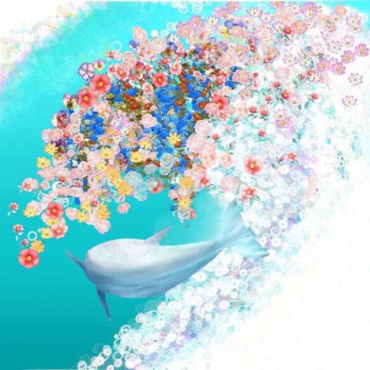 Dolphin Through Time's Floral Wave - Infinite Torus - Digital Art & AI ...