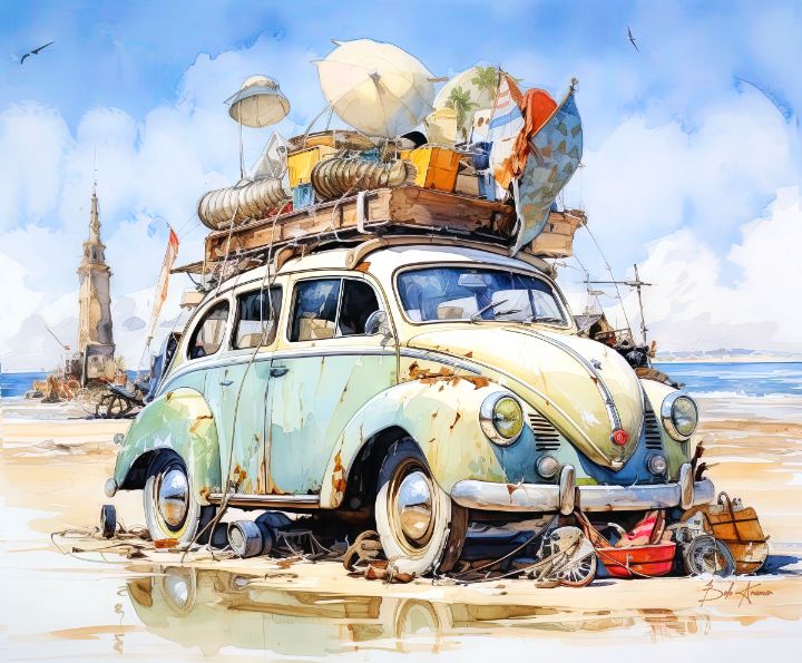 Camping 1969 - Art By Bob Kramer - Digital Art, Vehicles ...
