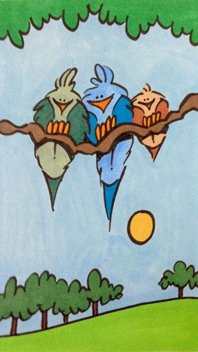 Bluebird friends - ️Harper - Drawings & Illustration, Animals, Birds ...