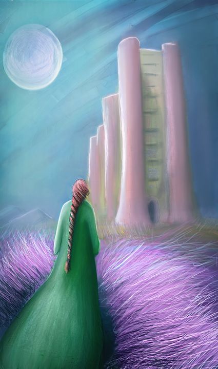 Pagan Princess With A Long Green Dre - Rui Barros art illustration ...