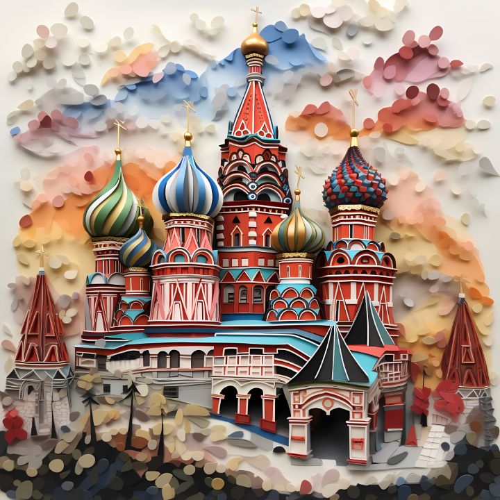 St Basil's Cathedral Torn Paper Art - NFA Sales Depot - Digital Art ...