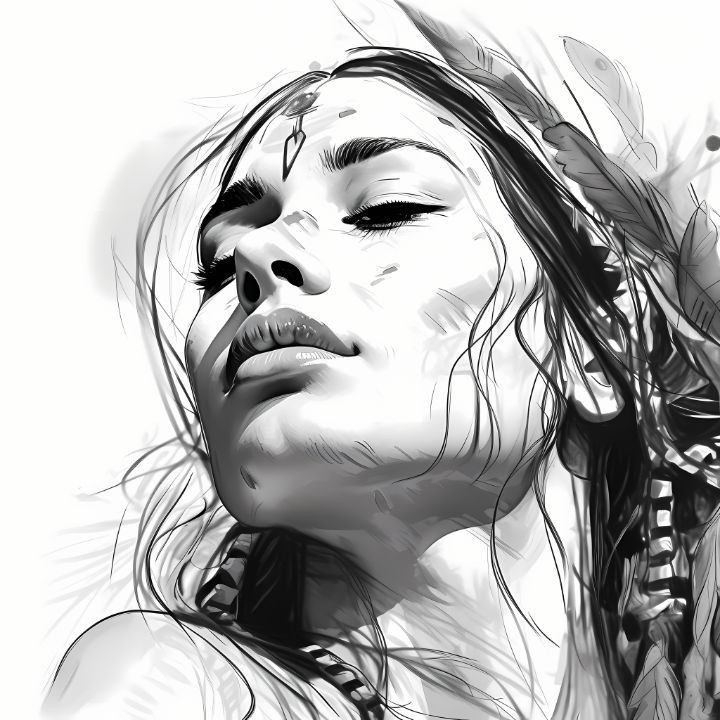 Native American Ink Portrait - NFA Sales Depot - Digital Art & AI ...