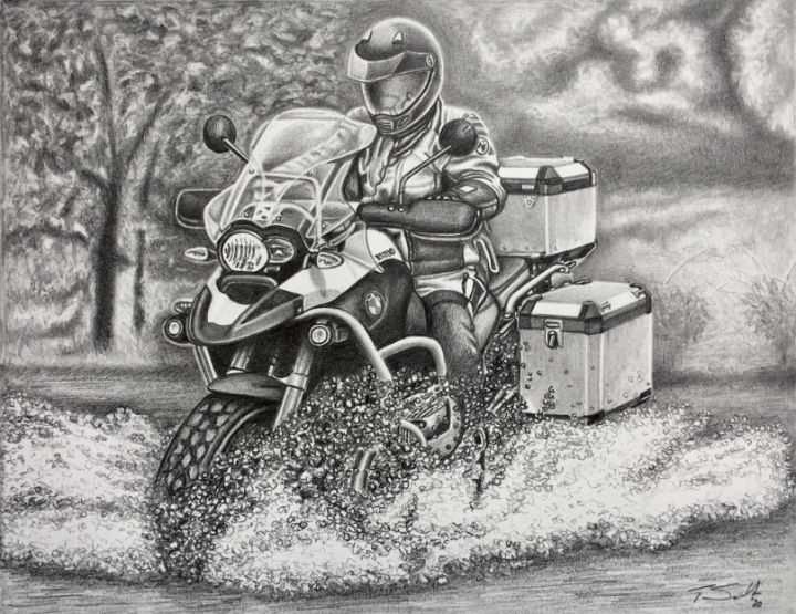 Motorcycle Art - Drawings & Illustration