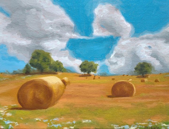 Countryside Hay bales - Michaela Bennett Art - Paintings & Prints ...