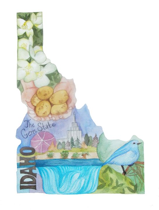 Idaho the Gem State - Bluebells & Butterflies - Paintings & Prints ...