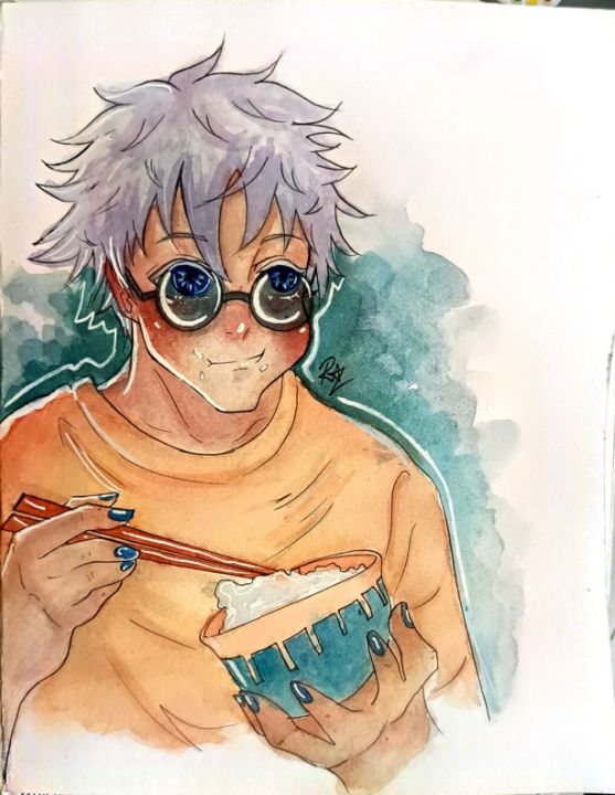 Gojo satoru- eating rice - rArtIndia - Paintings & Prints, Childrens ...