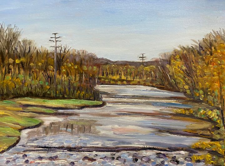 Westfield River Warm November View - Richard Nowak Fine Art - Paintings ...