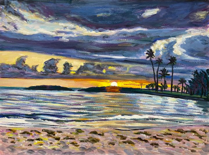 Sunset at Magic Island, Hawaii - Richard Nowak Fine Art - Paintings ...