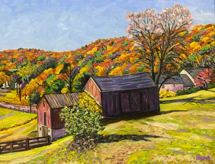 Autumn Barns, Honey Pot Road - Richard Nowak Fine Art - Paintings ...