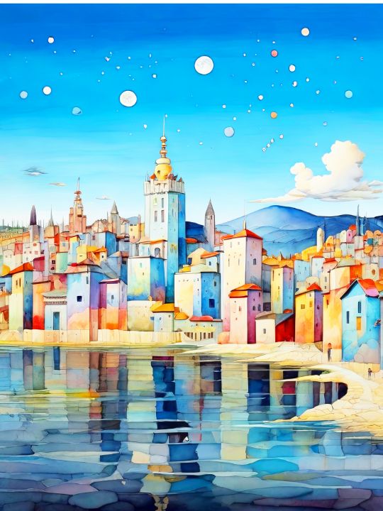 City By The Beach - T98 - Drawings & Illustration, Landscapes & Nature ...