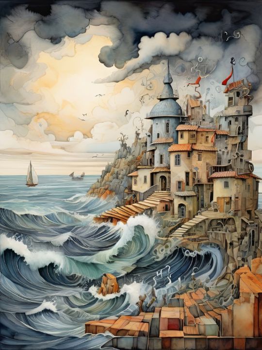 City On The Sea - T98 - Drawings & Illustration, Landscapes & Nature ...