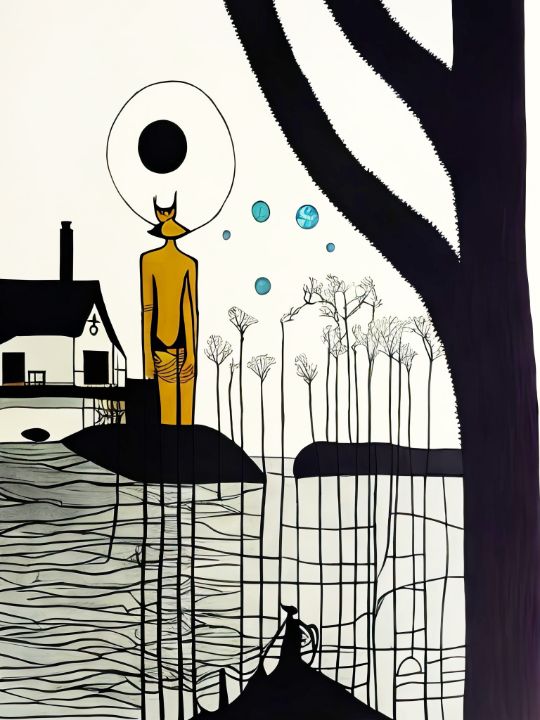 Cat In A House - T98 - Drawings & Illustration, Abstract, Other ...