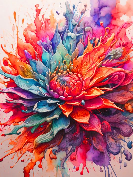 Colorful Flower Painting - T98 - Drawings & Illustration, Flowers ...