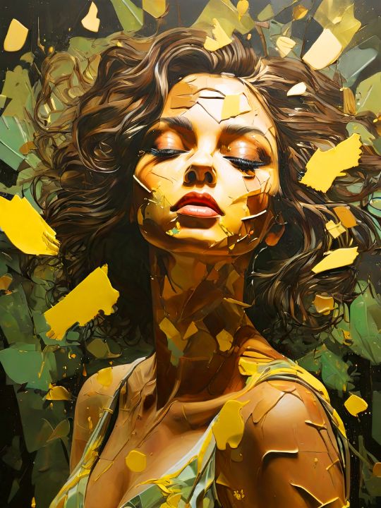 Woman With Paint - T98 - Drawings & Illustration, People & Figures, Portraits, Female - ArtPal