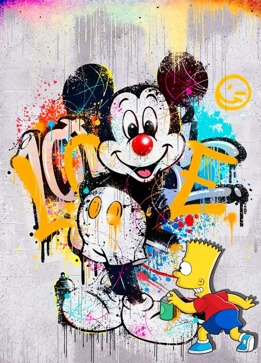 Mickey And Bart Simpson - T98 - Drawings & Illustration, People ...