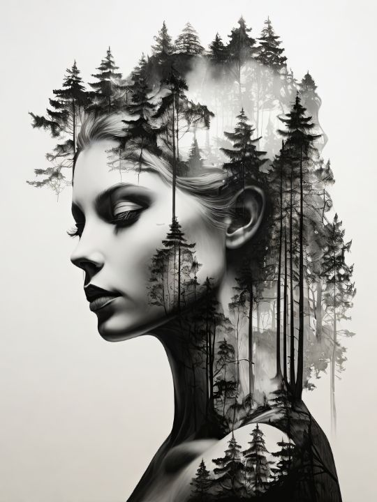 Forest With Woman - T98 - Drawings & Illustration, People & Figures, Other People & Figures ...