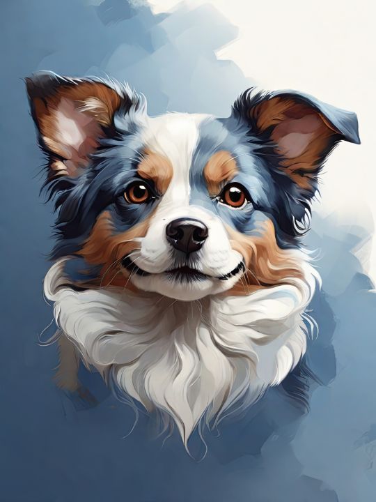 Dog Cute Portrait - T98 - Drawings & Illustration, Animals, Birds ...